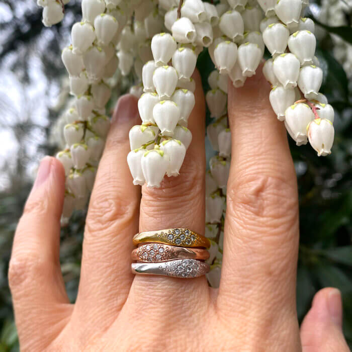 14K White Sandy Ring - Fine Artisan Jewelry - Mia Gemma